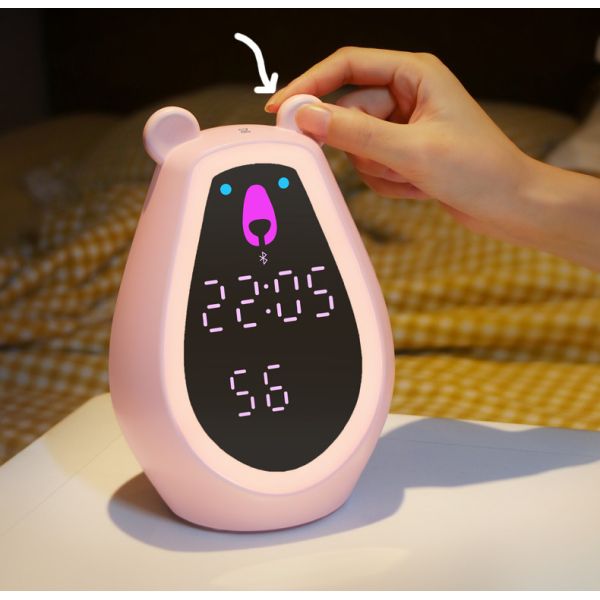 Quality Cute Cartoon Bear Smart Clock Lamp Mute Bedside USB Night Light With For Bluetooth for sale