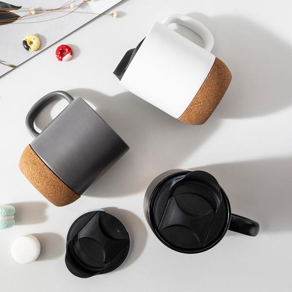 Quality Environmental Protection 450ml Ceramic Cup with Matte Plastic Lid and Cork for sale