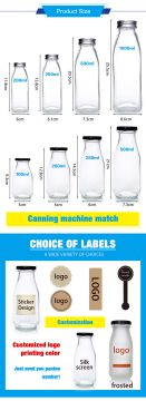 Custom Printed Clear Transparent Glass Sauce Bottle for Drinking with Metal Lid