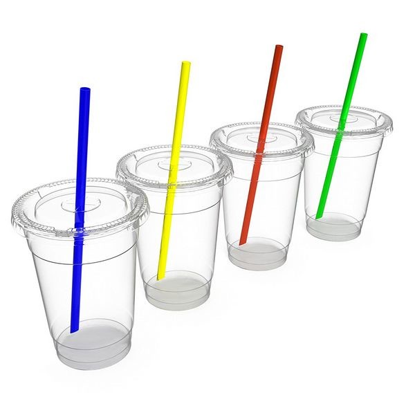 Quality 16oz PP PET Disposable Smoothie Cups Biodegradable Drinking Cups With Lids And for sale