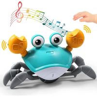 Quality Custom Walking Running Electronic Sensing Green Crawling Crab Baby Toy Music LED for sale