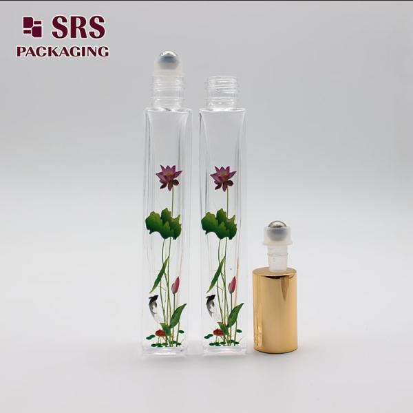 Quality GB2-10ml Square Perfume Glass Roller Ball Container Empty With 3d Printing for sale