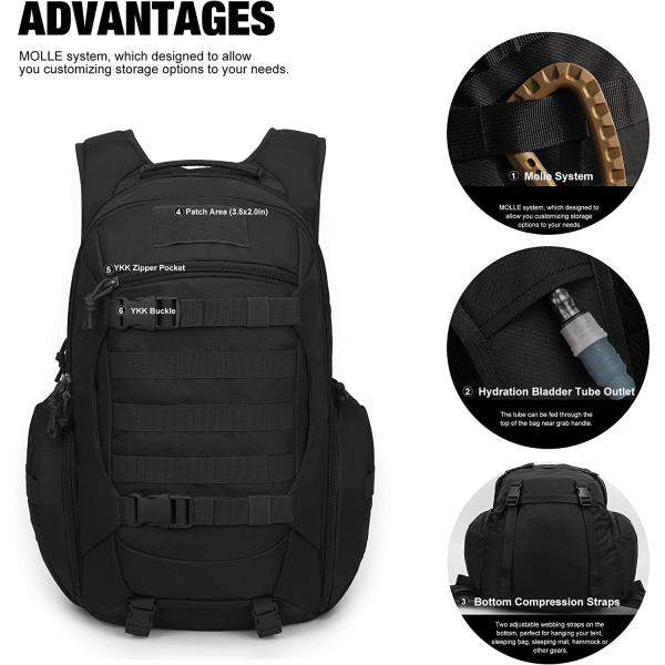 Quality 28L Military Tactical Backpack With Hydration Compartment For Men Black for sale