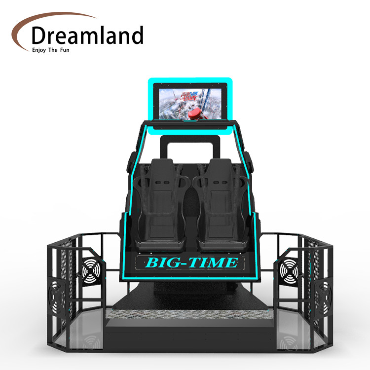 Close-up of VR headset and controls for the gaming machine