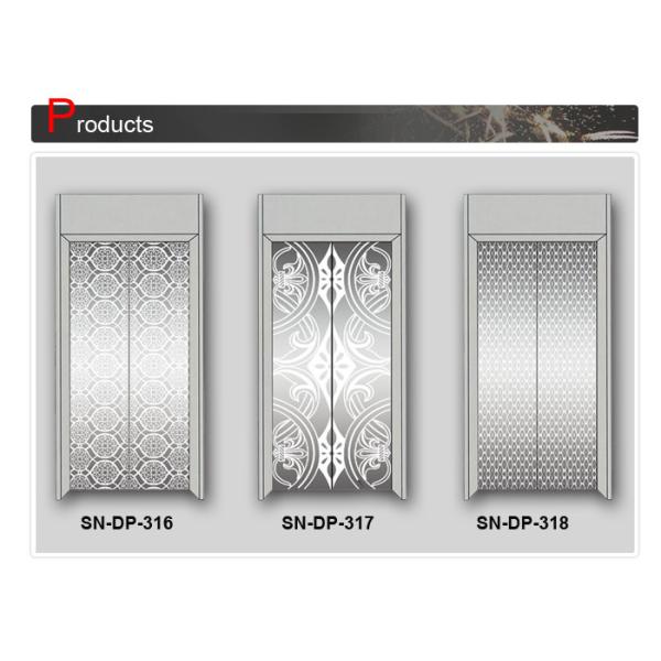 Quality Door Panel Stainless Steel Elevator Cabin Decoration Centre / Side Opening for sale