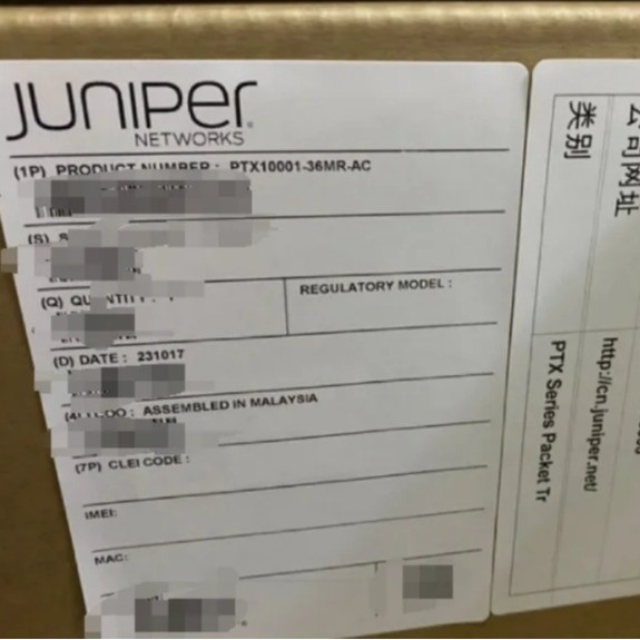 Quality 10/100/1000/100000/400000Mbps Transmission Rate Juniper PTX10001-36MR-AC And Stock for sale