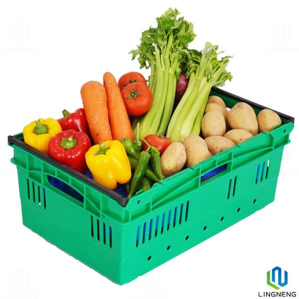 Quality 48L Nestable Plastic Crates , Stackable Plastic Harvest Crates for sale