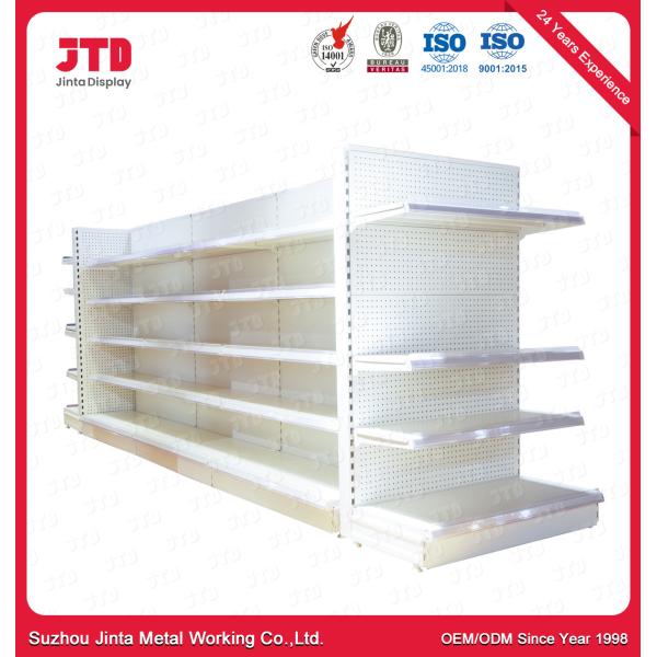 Quality 5 Tiers White Gondola Shelving L Post 80kgs 1500mm High for sale