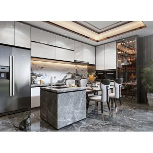 Quality L Shape Shaker Modular Kitchen Island Furniture Kitchen Cabinet PVC / Lacquer for sale
