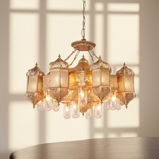 Quality Vintage Copper Chandelier with 6 Lights and Dimmable E27 E14 Bulbs for sale