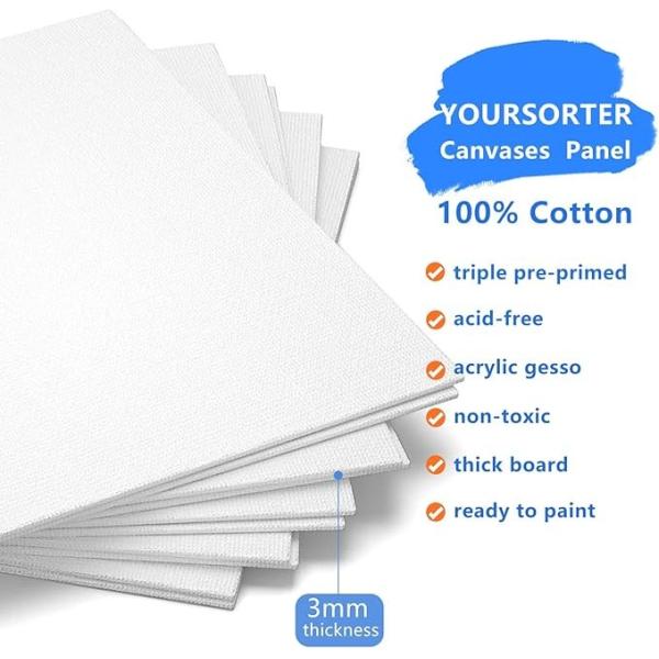 Quality 10''X8'' Pure Cotton Blank Canvas Panel Board 24 Pack 3mm Thickness for sale