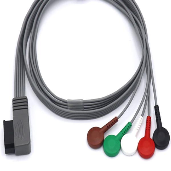 Quality Reusable Medical ECG Lead Wire , AHA M4725A Plus Holter Cable for sale