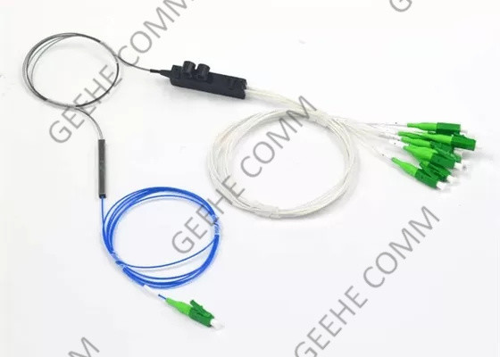 Quality 8 Cores 1X8 Fiber Optic Plc Splitter With LC/APC Connectors for sale
