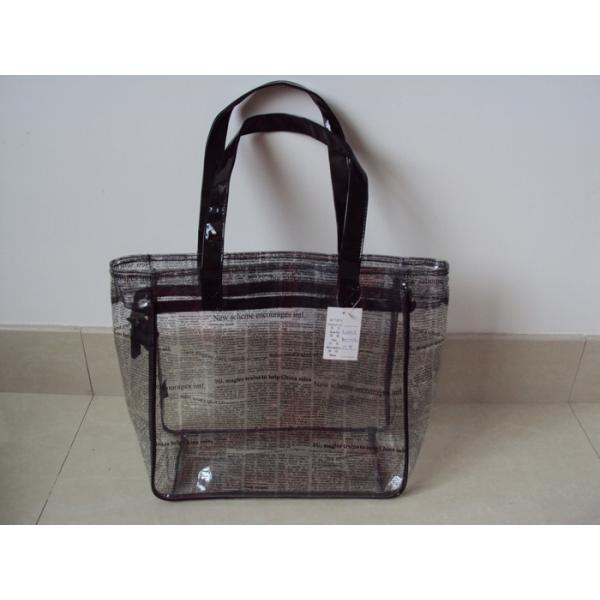 Quality Eco Friendly PVC Transparent Ladies Tote Bags With Stylish Imprint for sale