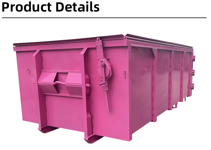 Technical diagram of hook lift bin specifications