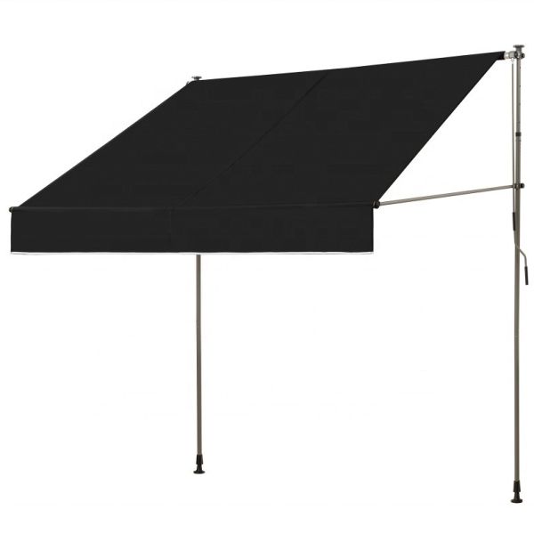 Quality 300x130cm Polyester Fabric Outdoor Balcony Clamp Awning with Iron Frame in Gray/Black for sale