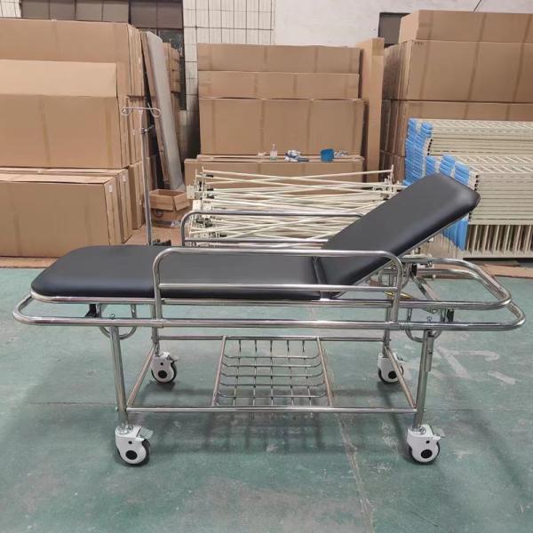 Quality Adjustable Hospital Patient Transfer Stretcher Device Lockable Wheels With IV Pole for sale