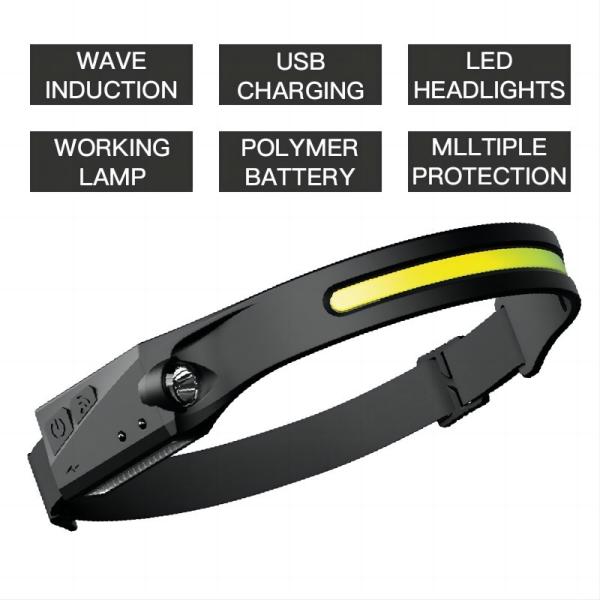 Quality ABS Rubber COB XPE Motion Sensor Running Hiking LED Camping Headlight 350 Lumen for sale