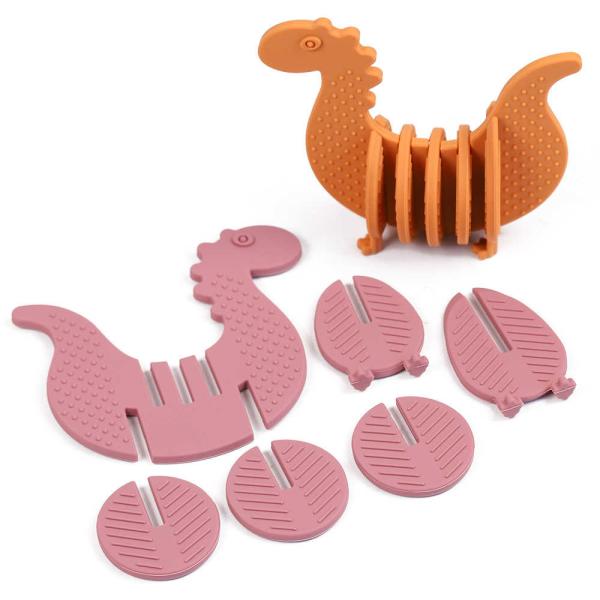 Quality 6PCS Baby Silicone Toys Building Blocks Dinosaur CE / EN71 / FDA for sale