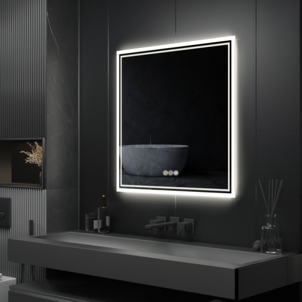 Quality 36 Inch LED Square Mirror IP44 Bathroom Mirrors With Lights for sale