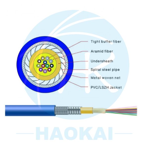 Quality GJFXH Simplex Armored Indoor Drop Fiber Cable G657A2 1core With Kevlar Yarn for sale