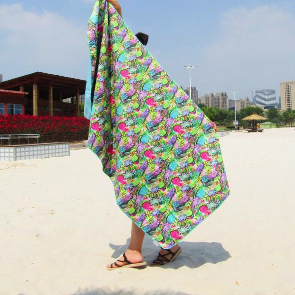 Quality Customized Sublimation Digital Print Microfiber RPET Suede Beach Towel Sand for sale