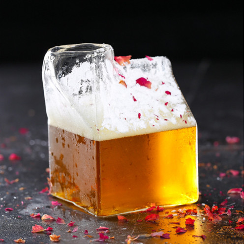 Quality 350ml Special Coffee Pot Milk Box Bottle Transparent For Bar Cocktail Glass Bottle for sale