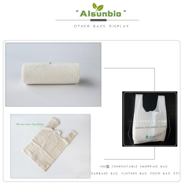Quality Corn Starch Cellulose Compostable T Shirt Bags For Supermarket Packaging for sale