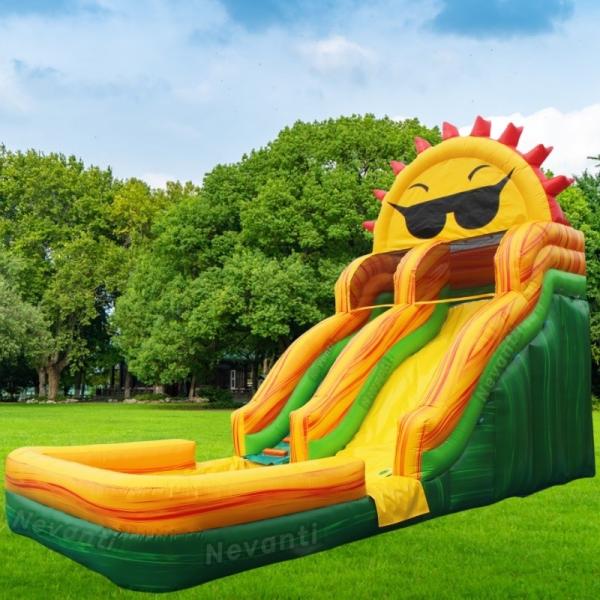 Quality Custom Logo Printed 2024 Innovations Inflatable Pool with 2 Slides and Rainbow for sale
