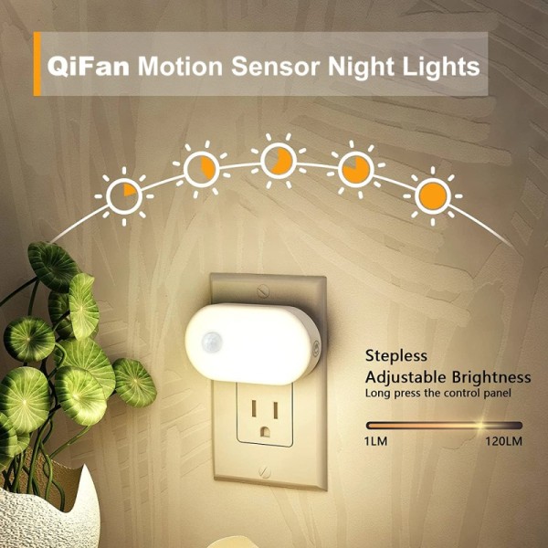 Quality 0.3W 500mAh Amber Plug In Smart Motion Sensor Night Light With Adjustable Brightness for sale