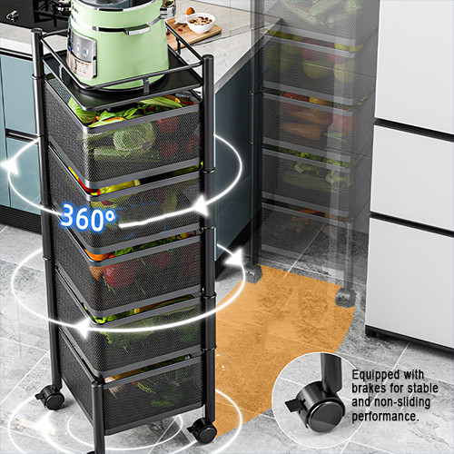 Quality Rust Proof And Durable Kitchen Storage Rack Rotating Vegetable Rack Floor for sale