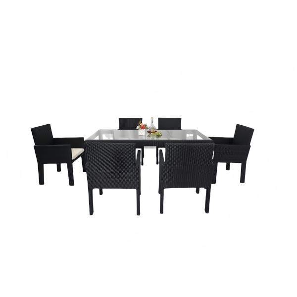 Quality 7 PCS Woven Dining Table Chairs Patio Conversation Leisure Rattan Sofa Set for sale