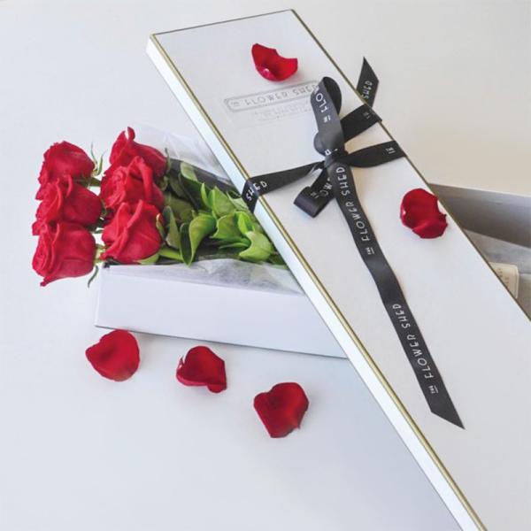 Quality Rectangular 1200g Glossy Lamination Long Stem Rose Flower Box for sale