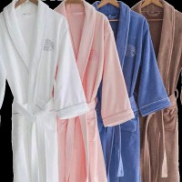 Quality Unisex Cotton Terry Bathrobe Soft With Pure Colour Pattern Durable Stitching for sale