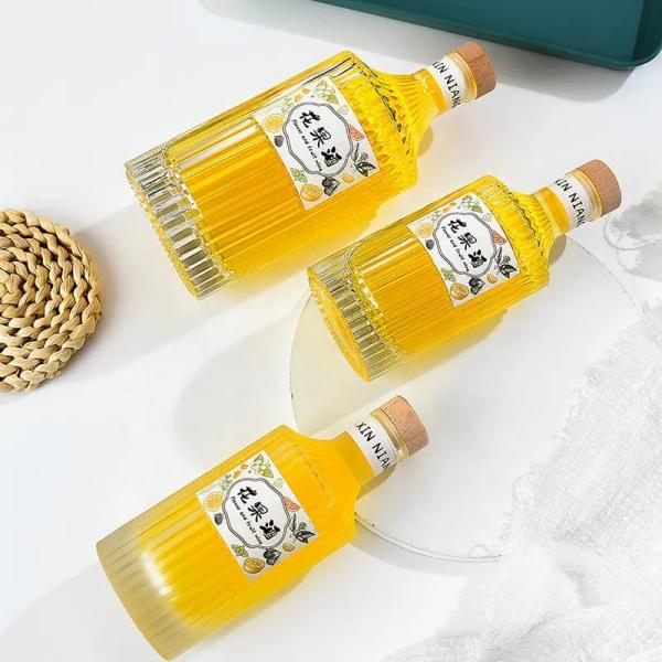 Quality Decal Surface Handling 500ml Frosted Clear Glass Bottle for Alcohol and Juice for sale