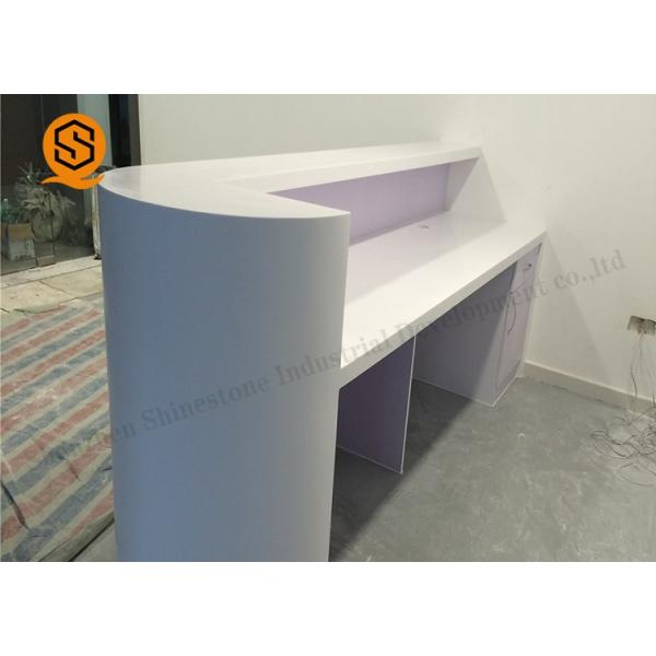 Quality Antipollution White Small Reception Desk With Modified Acrylic Material for sale