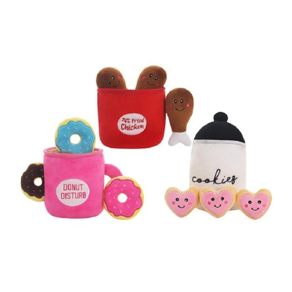 Quality Food Drumstick Doughnut Set Pet Toys For Dog With Squeaky Toy/pet tos for sale