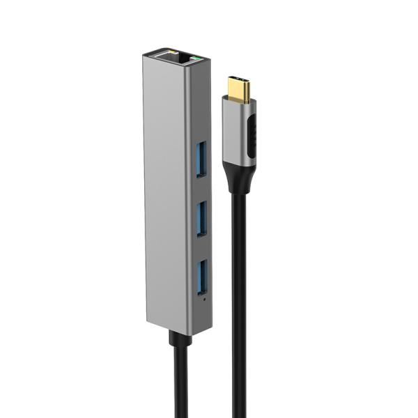 Quality USB Type C Multi Port 4 In 1 3.0 USB HUB RJ45 Ethernet USB C Hub With Gigabit Ethernet Wholesale for sale