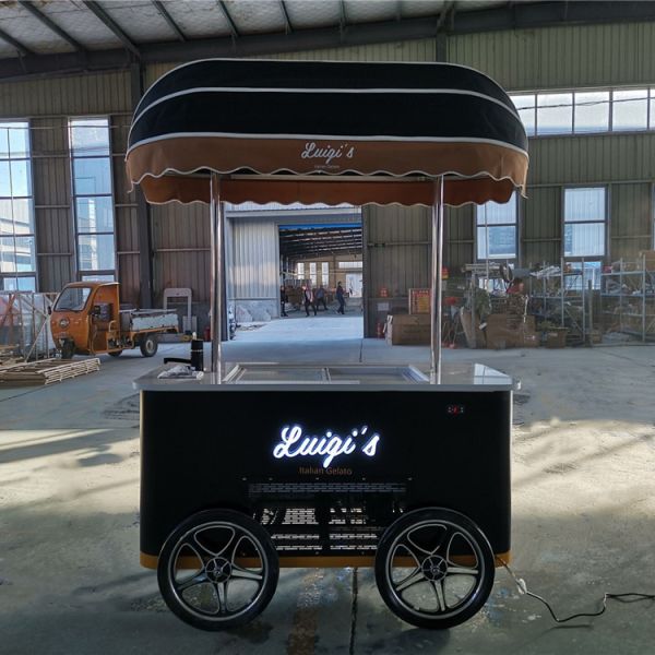 Quality small ice cream cart with freezer ice cream mobile cart ice cream vending food for sale