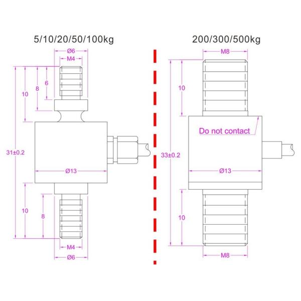 Quality M4 Threaded Rod End Compression Load Cell 5kg 10kg 20kg 50kg 100kg Thrust Force for sale