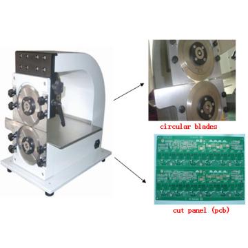 Quality Pizza Wheel Motorized V-Cut LED PCB Depanel Machine With Two Round Blades for sale