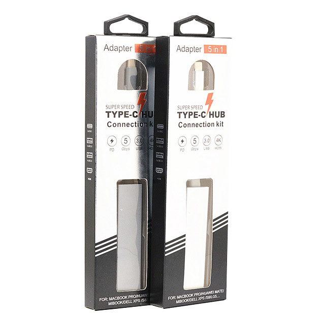 Quality HDMI 4K Silver 5 In 1 Aluminum Alloy Powered USB C HUB for sale