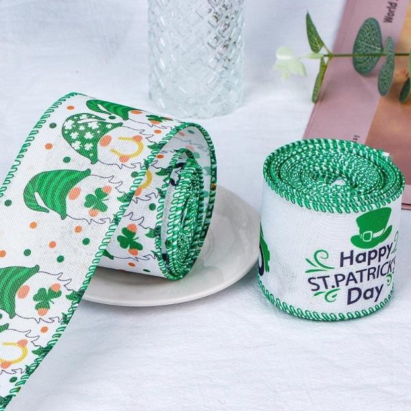 Quality 63mm Sustainable St.Patrick's Day Ribbon MSD Customized Wired Ribbon for Irish for sale