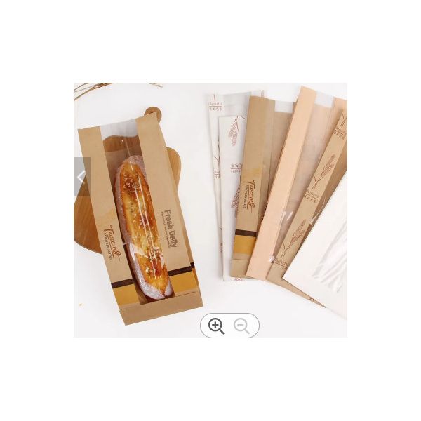 Quality Reusable Kraft Paper Plastic Bread Bags With Window Biodegradable Odm for sale