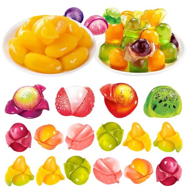 Quality Mango Flavor Peeled Gummy Fruit Soft Candy Multiple Fruit Shapes for sale