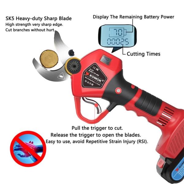 Quality KOMOK 21V Battery Power Shears , Electric Garden Scissors For Precision Trimming for sale
