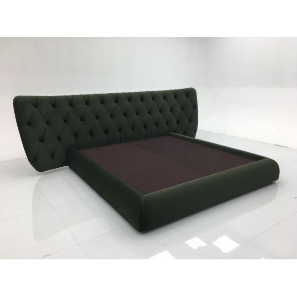Quality High Density Sponge Upholstered Headboard Full Grain Leather Bed Frame For for sale