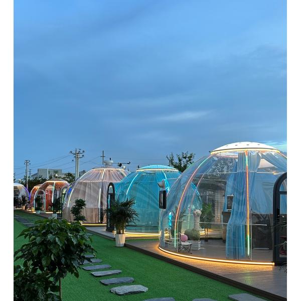 Quality Glamping Garden Homes Prefab Tents Polycarbonate Double Dome House for sale