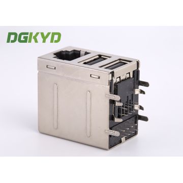 Quality CAT 5e Magnetic RJ45 Jack With Dual Deck USB A Type Combo 2X1 RJ45 + 2 USB for sale