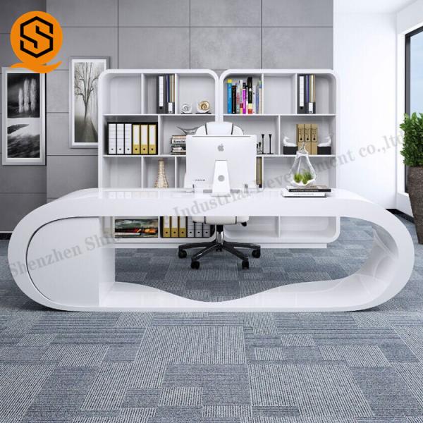 Quality Artificial Stone Curved Executive Desk Shaped Customized Requirement for sale